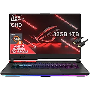 ASUS ROG Strix G15 Advantage Edition 15.6" QHD 2K 165Hz (AMD Ryzen 9 5980HX, 32GB RAM, 1TB SSD, Radeon RX 6800M 12GB (Beat RTX 3060)) Gaming Laptop, RGB Backlit, IST Computers HDMI, Win 11 Home