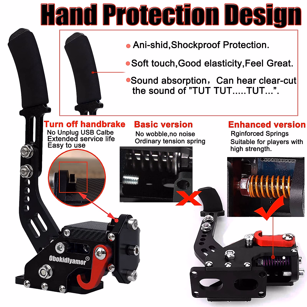 Obokidlyamor USB Handbrake Compatible with Logitech G920 Racing Wheel on Xbox Series S/X Console; PC System USB Handbrake SIM With Clamp Plate for Racing Games G923 (Only Handbrake, Black)