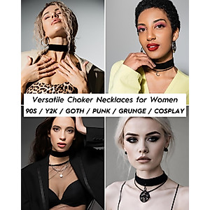 STACKABLE CREATIONS Black Choker Necklaces for Women, Wide Velvet Thick 90s Ribbon Neck Collar
