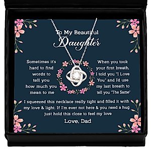 PRINT9GIFT To My Daughter Necklace From Dad, Jewelry Pendent Necklace with Message Card Birthday Gifts Idea For Daughter From Father