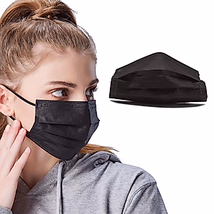 Surgipack MFCRERO Black Disposable Protective Mask - Pack of 50, Earloops & Adjustable for Daily Use - Non-Woven Face Masks from Healthy Supplies