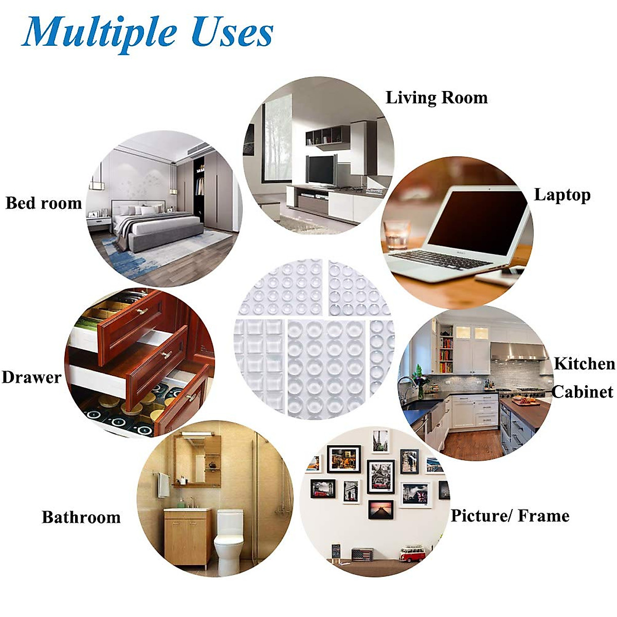 Cabinet Door Bumpers Clear Self Adhesive Noise Dampening Bumper Pads 272Pcs Silicone Rubber Bumpers for Drawers Picture Frames Cutting Board and Furniture Surface Protection 5 Sizes Pack