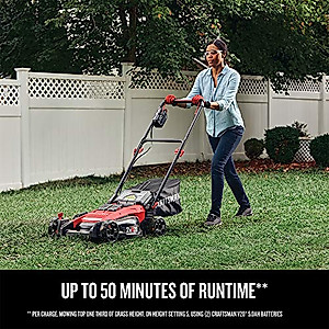 CRAFTSMAN V20 Lawn Mower, Push Mower, Lightweight and Portable, Grass Bag, Battery and Charger Included (CMCMW220P2)