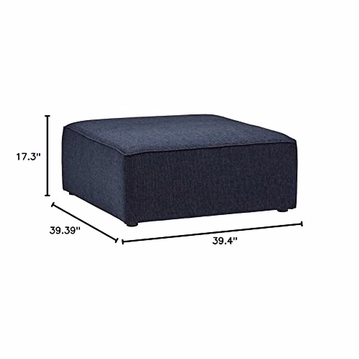 Amazon Brand - Rivet Audrey Modern Square Ottoman, 39"W, Denim