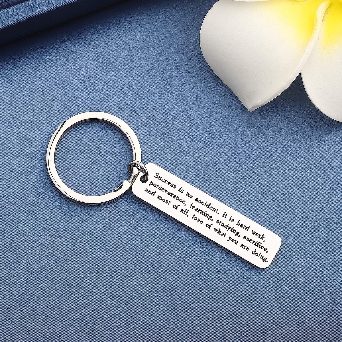 MYOSPARK Success Is No Accident Pele inspirational Quote Keychain Sport Player Motivational Gift Encouragement Gift (Success quote keychain)