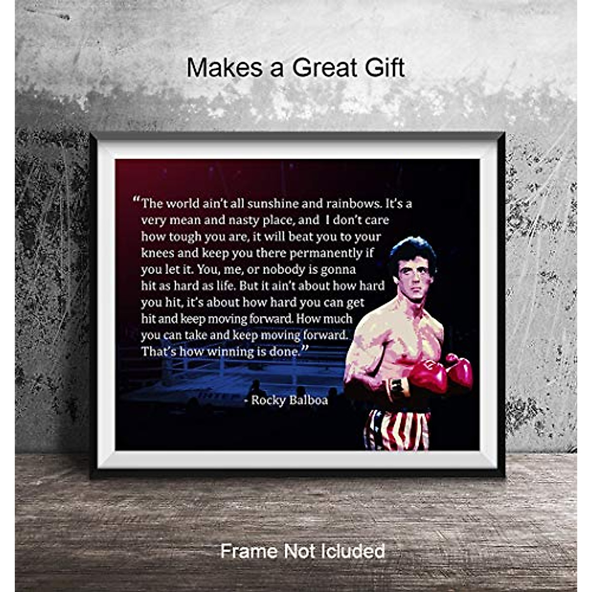 Rocky Balboa Quote – 8x10 Inspirational Motivational Wall Art Poster for Home, Apartment, Gym, Studio or Office Decor - Inspiring Room Decorations or Gift for Entrepreneurs, Trainers – Unframed Print