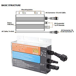 Tgoon Grid Tie Inverter, 500W Grid Tie Micro Inverter, High Conversion Rate Solar Micro Inverter Grid Tie for Generation Systems(500W)