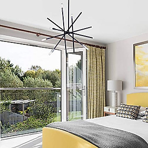 VILUXY Contemporary Chandelier Lighting Fixture 6-Light Matt Black Finish Mid-Century Pendant Lighting for Dining Room Bedroom Kitchen Living Room