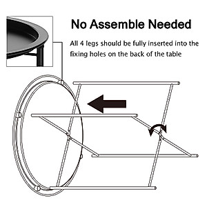 VECELO Side/End Table, Folding Round Metal Anti-Rust and Waterproof Outdoor or Indoor Tray for Living Room Bedroom Balcony and Office, 1 PCS, Black