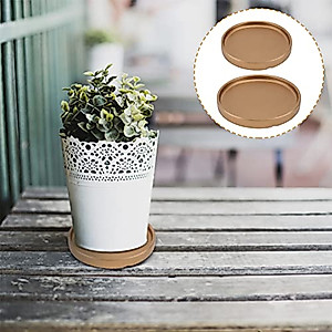 HANABASS Round Pallet Flowerpot Tray 2pcs Gardening Potted Plant Trays Cement Flowerpot Trays Flower Pot Mats Balcony Succulent Pot Trays for Home Kitchen Gold Flower Pot Saucer Bonsai Water Trays