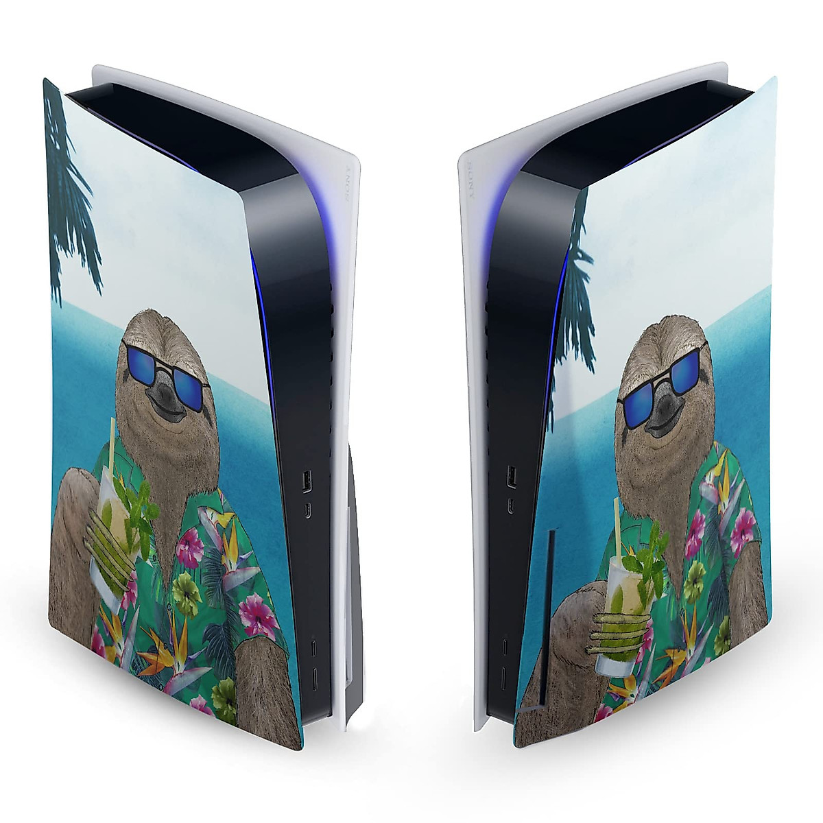 Head Case Designs Officially Licensed Barruf Sloth In Summer Art Mix Vinyl Faceplate Sticker Gaming Skin Decal Cover Compatible With Sony PlayStation 5 PS5 Disc Edition Console