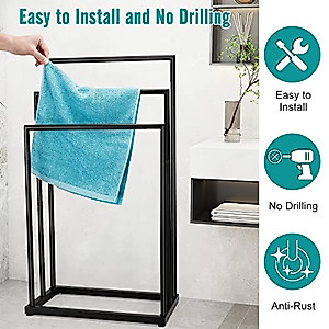 Free Standing Towel Rack, 3 Tier Stainless Steel Towel Racks for Bathroom, Freestanding Towel Rack Stand for Bath Hand Towel, Washcloths, Bath Towels Drying Rack Stand for Bedroom, Bathroom, Pool