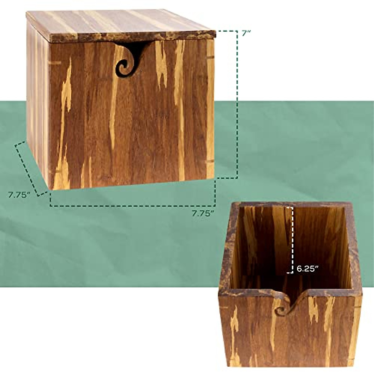 JubileeYarn Bamboo Yarn Bowl with Lid - Holder Knitting Crochet Accessories - Extra Large Tiger Stripe - 1 Box