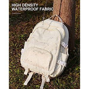 VGOCO Backpack for Women Mens, Casual Travel Daypack,Waterproof Rucksack with laptop compartment Small Lightweight Work Bag for Women Men White