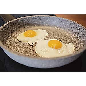 FLONAL Dura Induction Frying Pan Stone Effect Aluminum, 11.08-inches, Clear