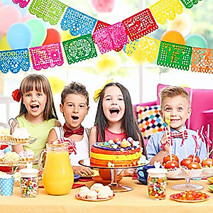 4 Packs Mexican Party Banner 60 Feet Fiesta Banner Plastic Papel Picado Banner Cinco de Mayo Dia De Los Muertos Decor Day of the Dead Decorations Mexican Fiesta Themed Party Decorations Supplies