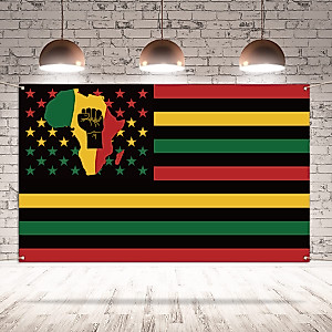 Black History Month Backdrop Banner Star and Stripes Juneteenth African American Holiday Photography Background Wall Decoration