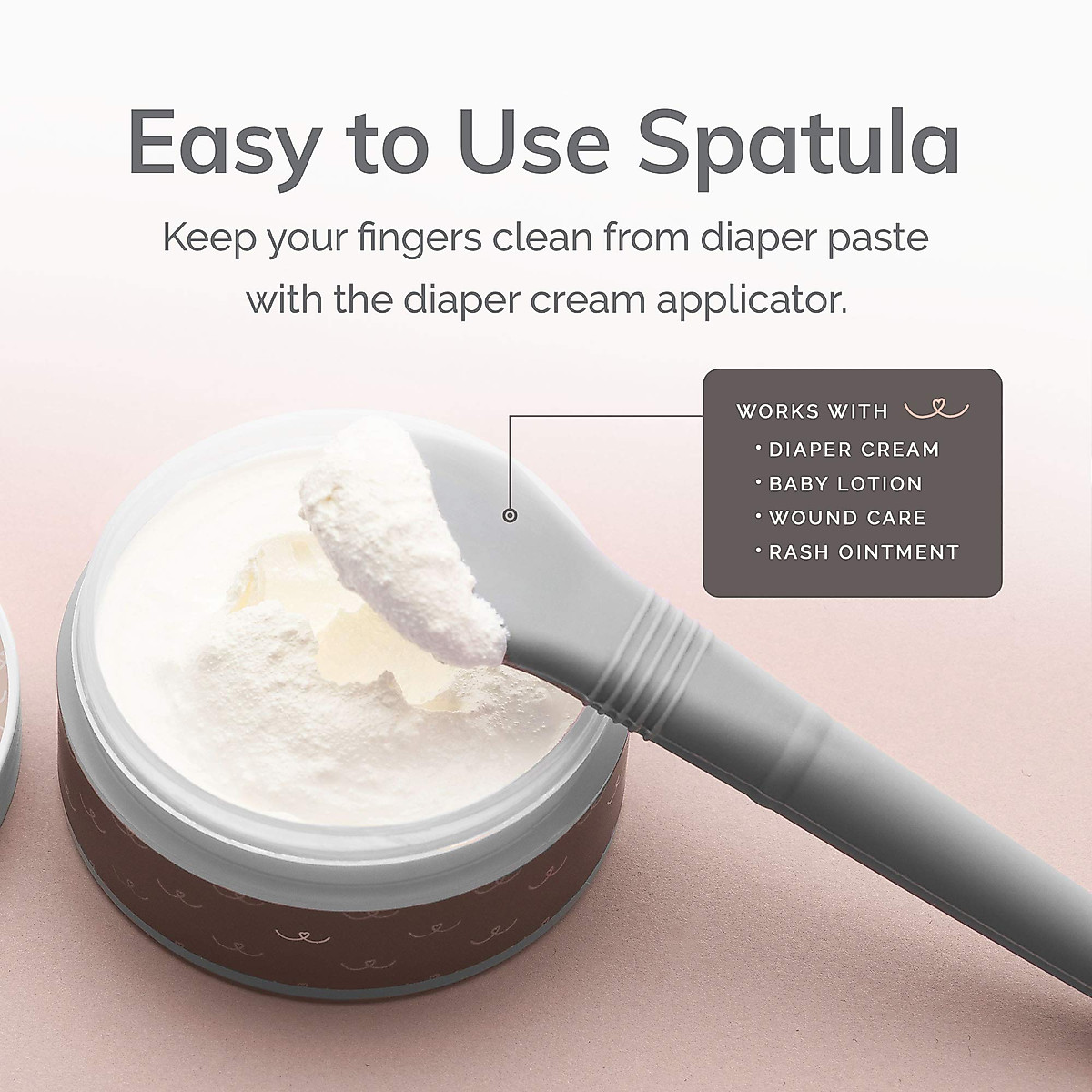 CURASALVE - Diaper Cream Spatula, 2 Pack Baby Diaper Cream Applicator, Soft Flexible Silicone Brush, Grey