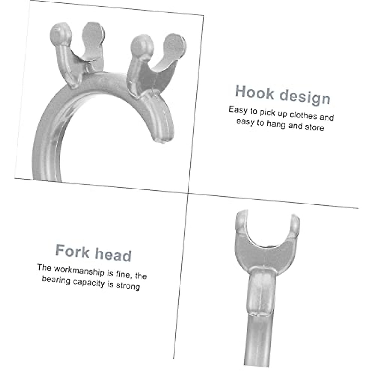 NOLITOY 4pcs Cloths Replacement Utility Accessories Fork Area Steel Clothes Display Stick Pole Rack Home Hangers Silver Reaching Support Clo Rail for Decor Hanging Rod Retail High