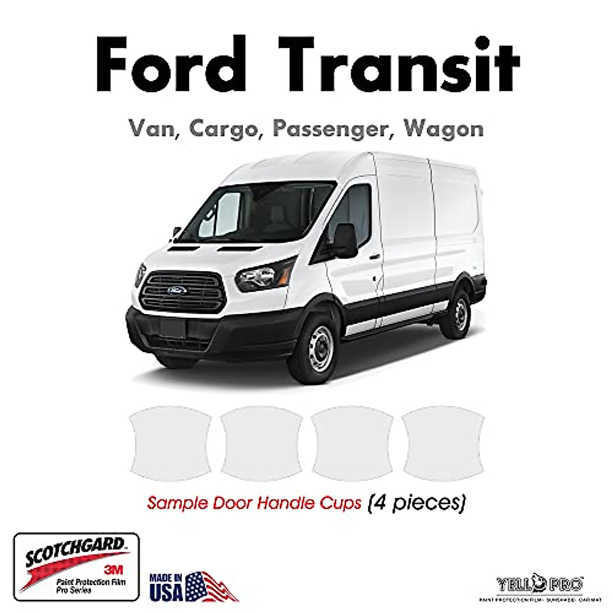 Custom Fit Door Handle Cup 3M Scotchgard Anti Scratch Clear Paint Protector Film Self Healing Guard Kit for 2015 2016 2017 2018 2019 2020 2021 2022 2023 Ford Transit Van Cargo Passenger Wagon