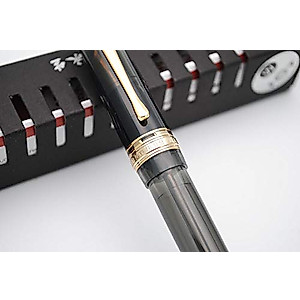 czxwyst 699 Negative Pressure Vaccum Filling Fountain Pen Original Box (Black with Golden Clip and Solid Grip, Medium Nib 0.7mm)