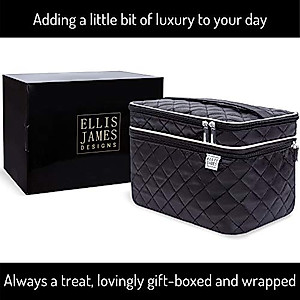 Ellis James Designs Large Travel Makeup Bag for Women - Black Make Up Bag for Women - Travel Cosmetic Bag - Makeup Case Gifts for Women, Makeup Organizer Bag, Travel Toiletry Bag for Women