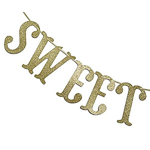 Sweet Sixteen Birthday Banner Gold Glitter for 16th Birthday Party Decor 16 years old Decoration Supplies Cursive Bunting Photo Booth Props Sign