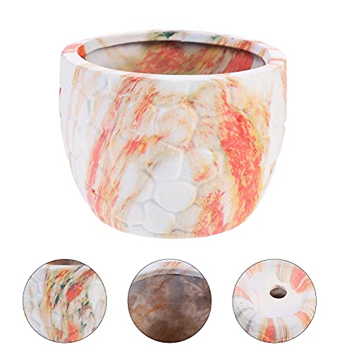 Veemoon Ceramic Home Pots Mini Holder Vase Desktop Arrangement Flower Bud Balcony Drainage Texture Air Outdoor Bonsai Center Ornament Pattern Marbling Plants Plant A Container Garden