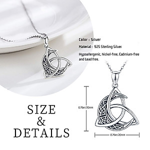 CHENGHONG Celtic Moon Necklace for Women 925 Sterling Silver Celtic Knot Moon Pendant Necklace Crescent Irish Necklace Jewelry Gift for Men