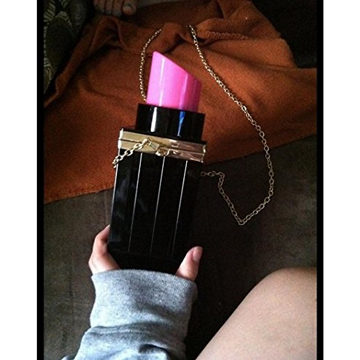 WEDDINGHELPER Women Acrylic Pink Lipstick Evening Bags Purses Clutch Vintage Banquet Handbag (Pink)