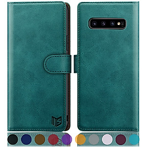 SUANPOT for Samsung Galaxy S10 6.1"(NON S10e,S10+) with RFID Blocking Leather Wallet case Credit Card Holder,Flip Folio Book Phone case Shockproof Cover Women Men for Samsung S10 case Wallet