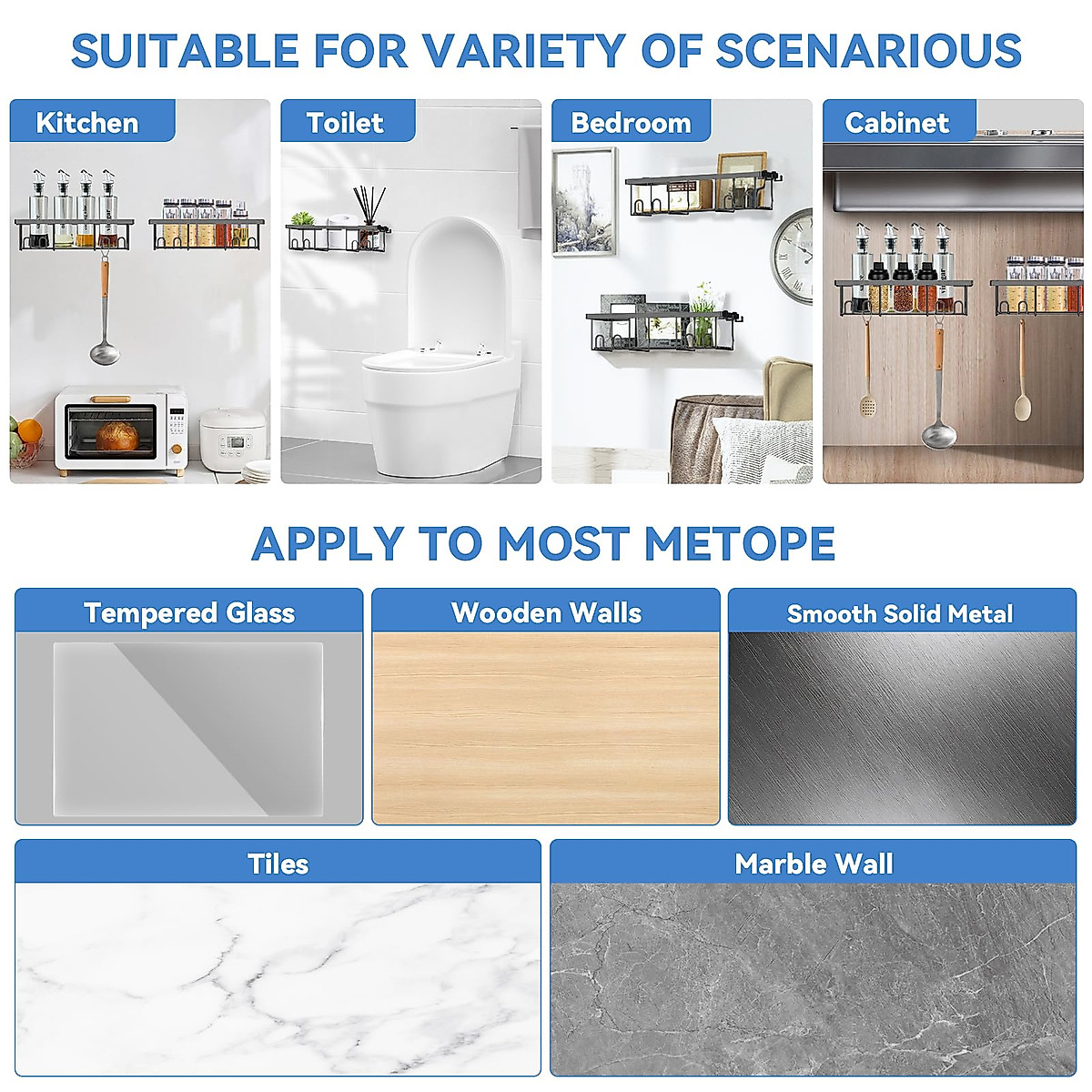 Prlsca Shower Caddy 4 Pack - Adhesive Shower Organizer, Wall Shelf for Inside Shower Storage with Soap Dish&Hook，No Drilling Rustproof Shower Shelves for Home Decor & Bathroom Accessories & Kitchen