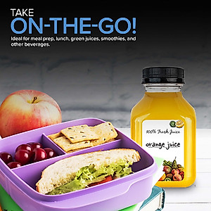 Juice Bottles with Caps for Juicing & Smoothies, Reusable Clear Empty Plastic Bottles with Caps, 8 Ounce Drink Containers for Mini Fridge, Juicer Shots, Small Water Bottles Bulk 8 oz (12 Pack)