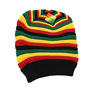RW mens Classic Rasta Slinky Beanie, Black/Rasta, One Size
