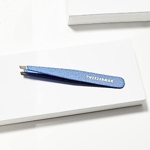 Tweezerman Stainless Steel Slant Tweezer - Eyebrow Tweezers for Women and Men (Sky Blue)