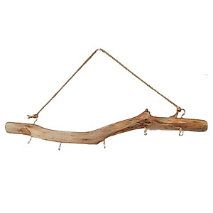 Gralara Wooden Hook Wall Mounted Driftwood Hook with Hooks Branch Hanger Rack for Small Item Key