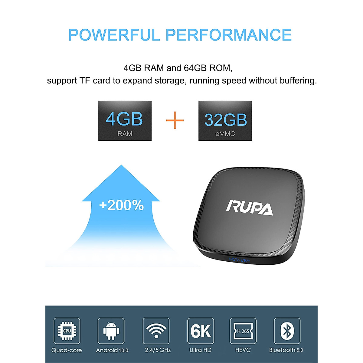 Android10 TV Box Smart TV Box Set Top Box with Mini Wireless Backlit Keyboard /4G RAM 32G ROM/USB 3.0/ Ultra HD 4K/6K /HDR 10+/ Dual Band WiFi 2.4 /5.8GHz /BT4.2