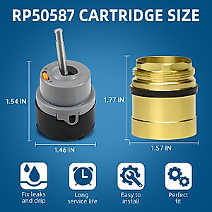 RP50587 Cartridge Compatible with Delta DST Single Handle, Replacement for Kitchen & lavatory Single Handle Faucet Valve, Including RP51503 Bonnet Nut