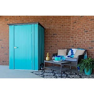 Spacemaker 4' x 3' Compact Outdoor Metal Backyard, Patio, and Garden Shed Kit, Teal and Anthracite