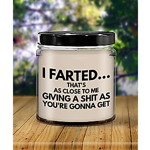 The Improper Mug Fart Candle for Friends or Coworker I Farted IDGAF Funny Gag Jokes Adult Humor Rude Sarcastic 9 Oz. Vanilla Scented Soy Wax