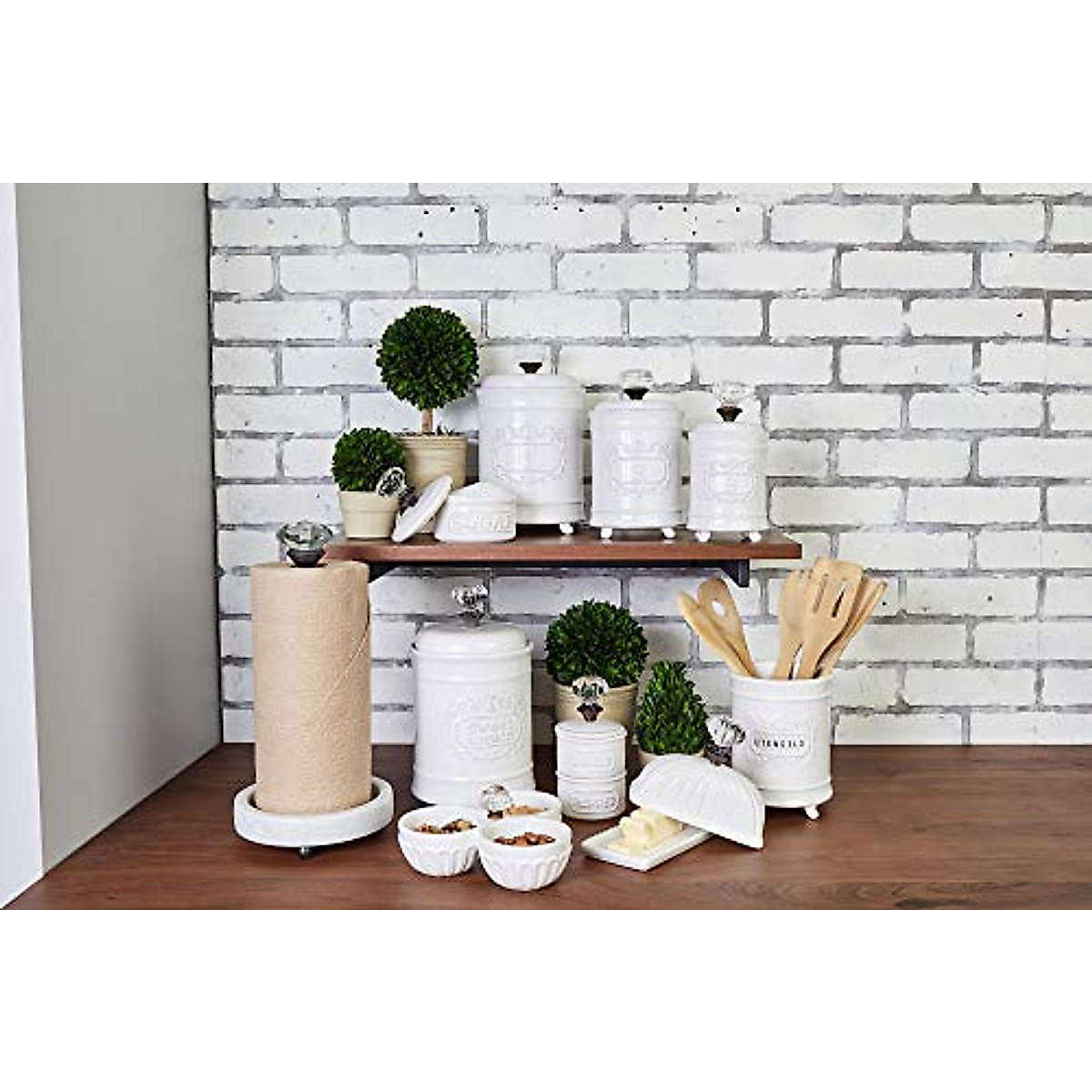 Mud Pie Kitchen Canister (Set of 3), White