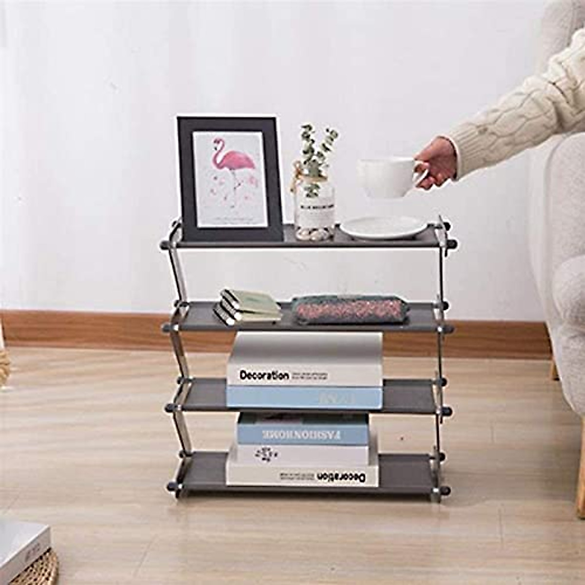 llibnn 2 Pack Shoe Storage Rack Non Woven Stainless Steel Foldable Save Space Multi Layer Assembled Shoe Holder