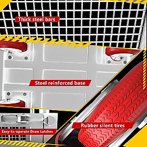 5IN1 Heavy Duty Platform Truck Cart with Cage-40×24" Hand Truck,1800lbs Capacity Basket Cart w/Wheels,Multi-Functional Push Cart Dolly w/6” Swivel Casters, Versatile Flatbed Cart丨Stall Cart