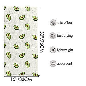Vantaso Fruit Avocado Hand Towels Kitchen Towels for Bathroom Microfiber Bath Towel Dish Guest Fingertip Towel for Gym Spa Hotel and Bar 30" x 15"