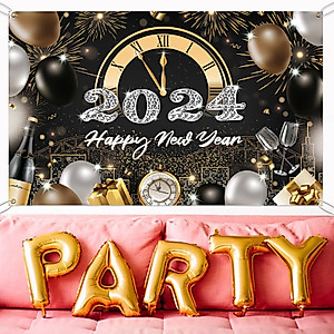 Happy New Year 2024 Backdrop Banner,Cheers to 2024 New Years Banner Decorations,New Years Eve Photography Backdrops 6x4ft