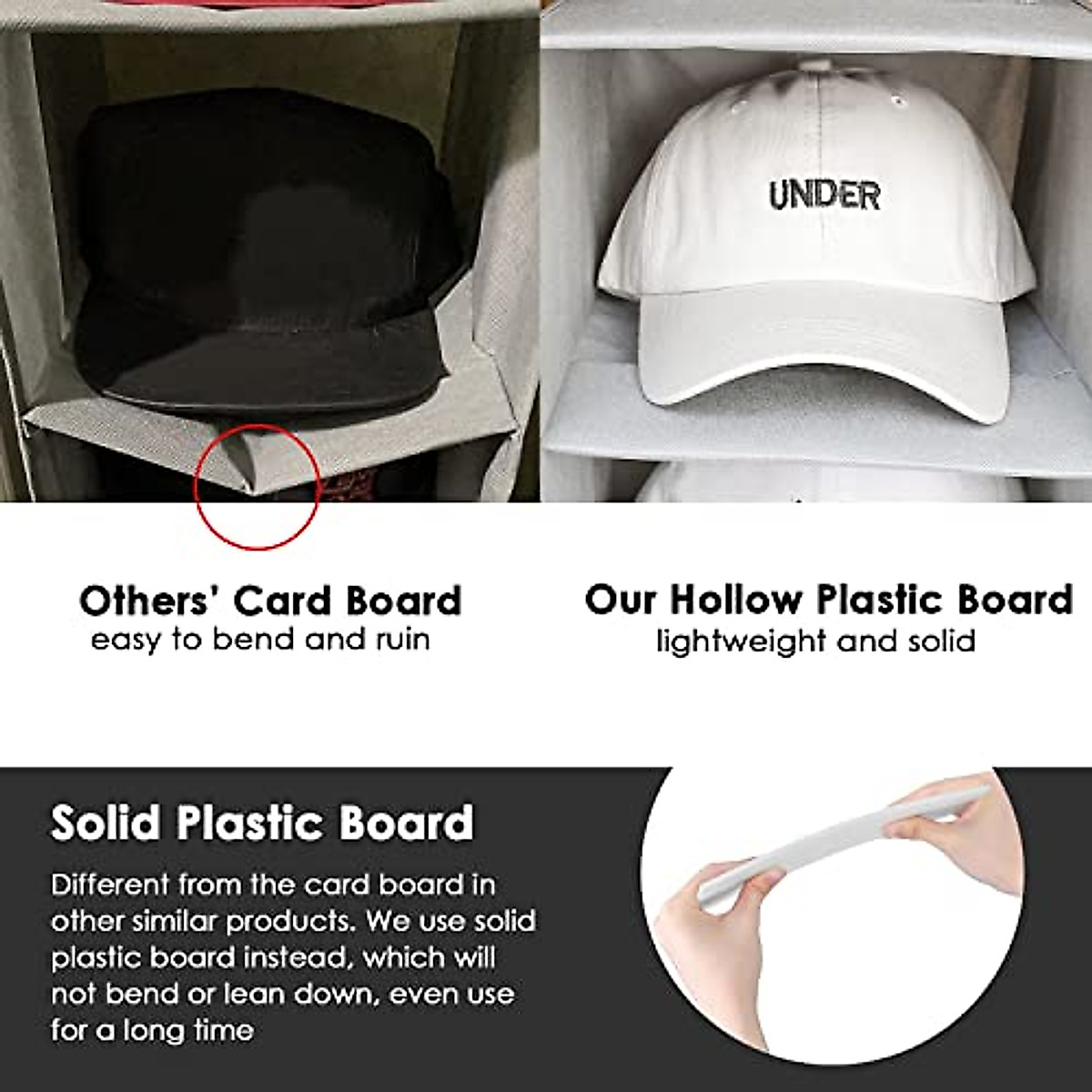 AEROiVi Hat Organizer for Closet - 10 Shelf Hat Racks for Baseball Caps - Non-Woven Fabric Hat Storage & Display - Hat Hanger to Protect Your Caps