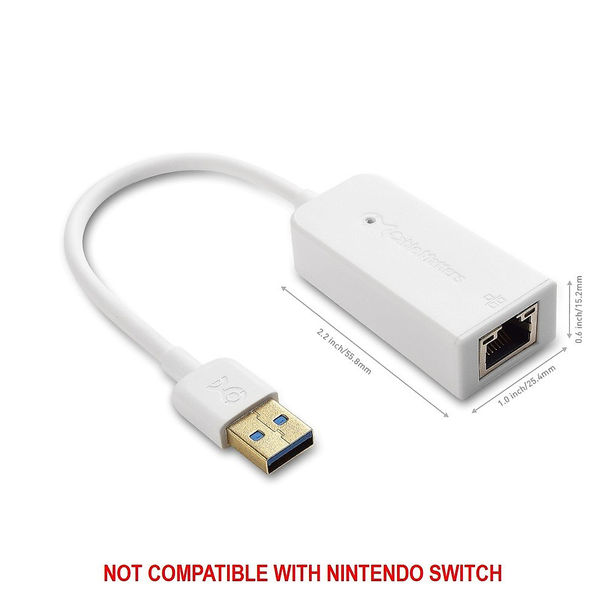 Cable Matters USB 3.0 to Ethernet Adapter, 10/100/1000 Mbps, White