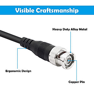 YACSEJAO BNC Cable 3G/HD SDI Coiled Cable BNC to Right Angle BNC Extension Connector Adapter for Video Security Camera CCTV Systems, Oscilloscope（Can Extend Up to 2M/6.6FT）
