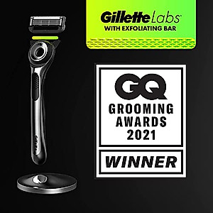 Gillette Mens Razor Blade Refills with Exfoliating Bar by GilletteLabs, Compatible Only with GilletteLabs Razors with Exfoliating Bar and Heated Razor, 10 Razor Blade Cartridges