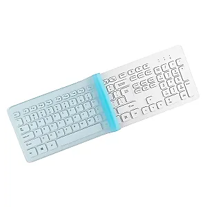 2 Pack Universal Computer Desktop Keyboard Cover Skin for Standard Size PC Computer Desktop Keyboards (Size: 17.52" x 5.51") Clear Waterproof Anti-Dust Silicone-Blue